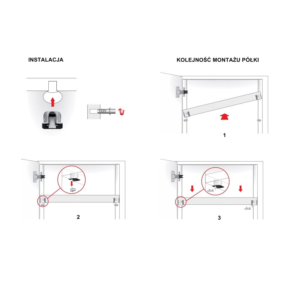 Mocowanie, bolec, kołek, ozdobna podpórka do półki meblowej FLIPPER