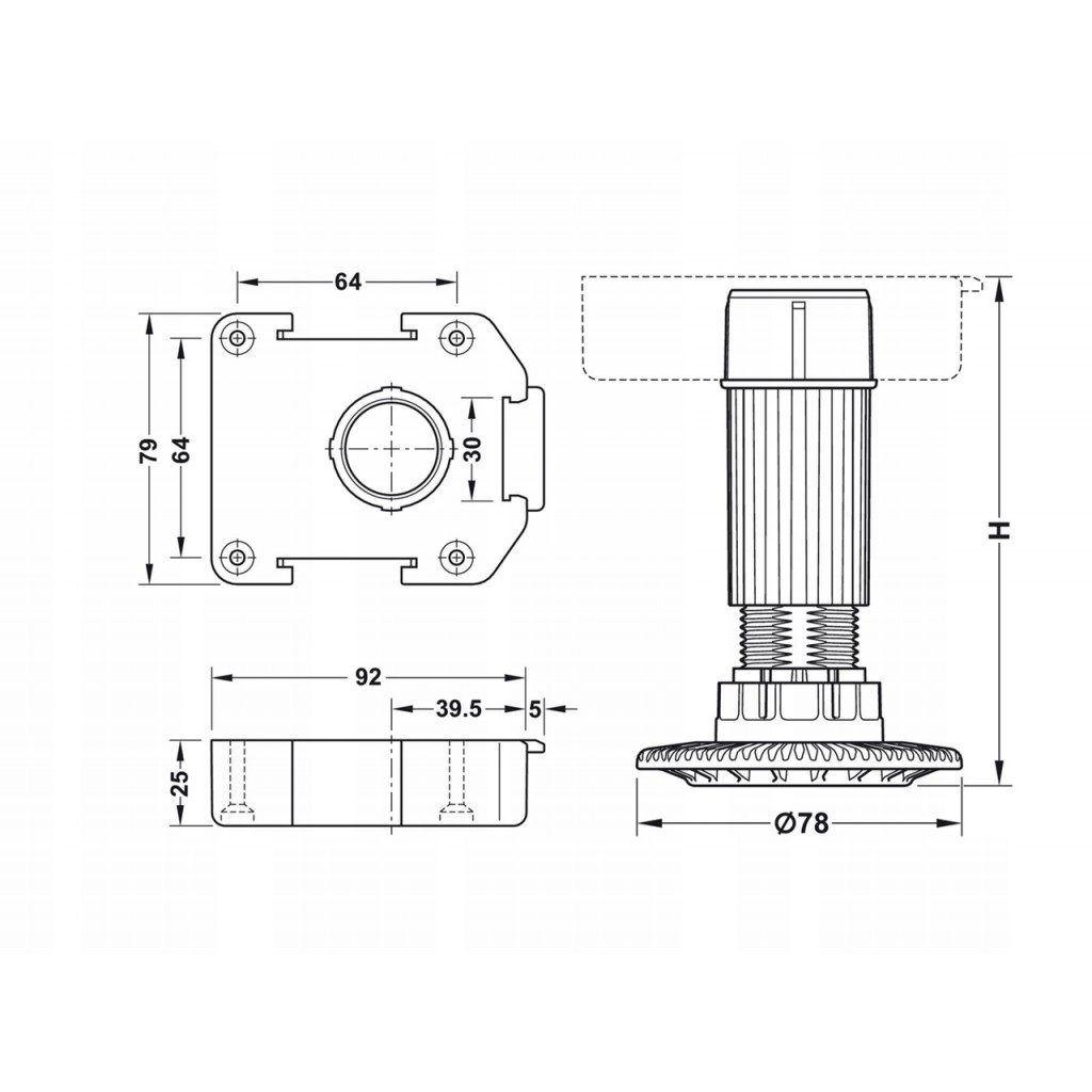 Nóżka kuchenna, niska, pod szafkę, 6 cm, masywna, 150 kg, AXILO